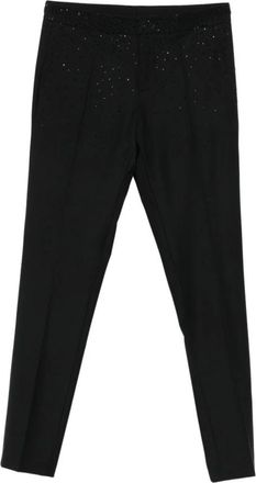 Patrizia Pepe Homme, Pantalons, Noir, Taille: XL Pantalon Coupe Slim en Laine Vierge avec Strass