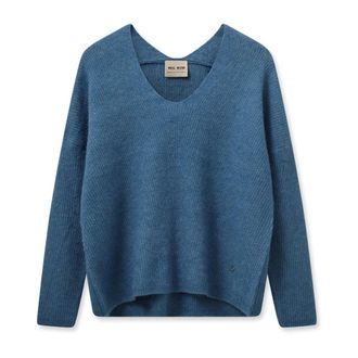 Mos Mosh MOS Mosh, Femme, Pulls, Bleu, Taille: 42 FR Pull doux &agrave; col en V Bluesteel