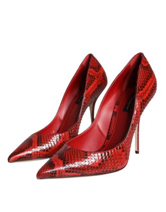 Dolce & Gabbana Womens Python Leather Heel Red Calf