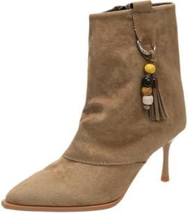 Generic Bottes pliables &agrave; bout pointu pour femme - Style d&eacute;contract&eacute; - Couleur unie - Fermeture &eacute;clair lat&eacute;rale - Talon chaton - Bottines larges pour le trava