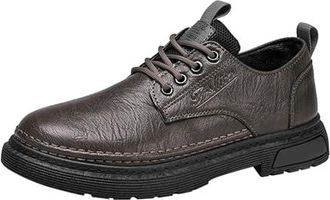 Generic Chaussures en cuir &agrave; lacets pour homme - Bout uni - Talon bloc - Antid&eacute;rapantes - Chaussures tendance avec sangle r&eacute;glable - Pour le bureau et les loi