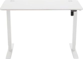 Amazon Basics Bureau assis-debout électrique réglable en hauteur, ergonomique, facile à utiliser, plateau blanc et cadre blanc, 120 x 60 cm