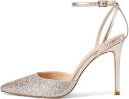 Queen Helena K4531 Escarpins &agrave; paillettes avec sangle de cheville &agrave; talons hauts, or, 40 EU