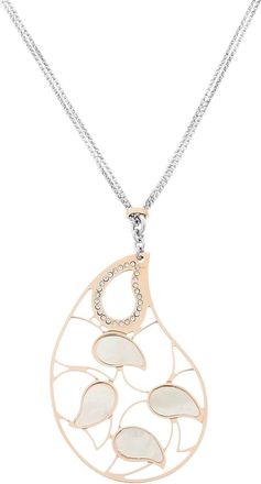 Orphelia Damen-Kette mit Anhänger Fantasie 925 Silber teilvergoldet Perlmutt Creme 45 cm - ZK-7164