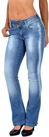 ESRA Jean Femme Bootcut Jeans pour Femmes Pantalon Taille Haute Grandes Tailles B200