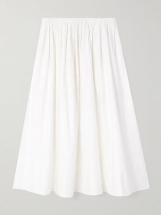 Proenza Schouler Jupe Midi En Popeline De Coton &Agrave; Plis Austin - Blanc