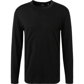 Ragman Herren Longsleeve schwarz Baumwolle