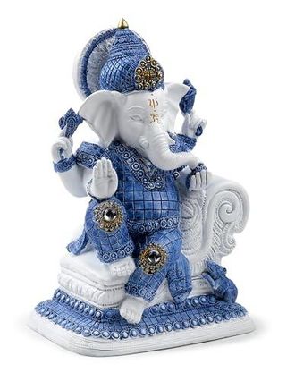 Puckator Ganesha-Meditation in Weiß und Blau, Ganesha, Idol-Statue, Statuen für Zuhause, Ganapati Ganpati, indische Dekoration, Dekoration, Zuhause, Hindu-Gesc