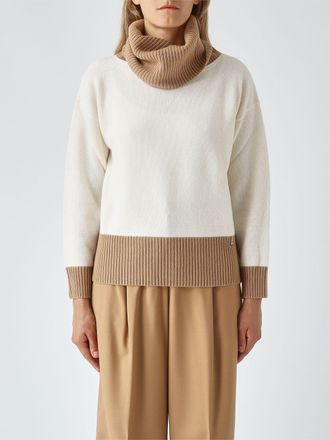 Herno Rollkragenpullover aus Wolle mit zweifarbigem abstraktem Muster und &uuml;berschnittenen Schultern