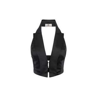 Elisabetta Franchi Satin-Weste mit Tr&auml;gern - - Tops - Damen - Schwarzk - L