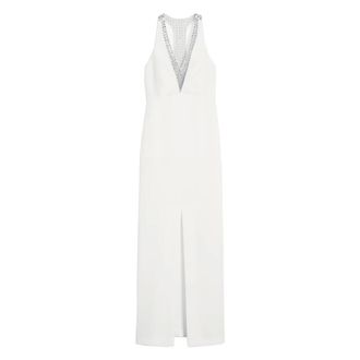 Max Mara Femme, Robes, Blanc, Taille: 38 FR Robe &agrave; sequins brod&eacute;e de fleurs blanches