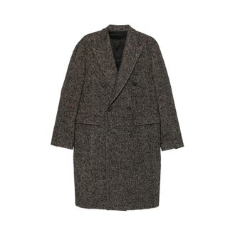 Tagliatore Herringbone Double-Breasted Coat - - Coats - Herren - Braun - M