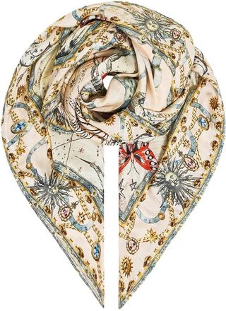 Camilla Femme, Accessoires, Multicolore, Taille: ONE Size Grand Carr&eacute; en Soie Orn&eacute; de Cristaux