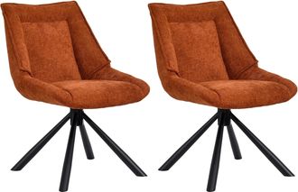 Duhome 2er Set Esszimmerstuhl Chenille Schminktischstuhl 180&deg; Drehbar Automatische R&uuml;ckstellfunktion Lounge Stuhl Modern f&uuml;r Wohnzimmer Schlafzimmer B&uuml;ro, Or