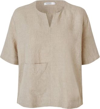 Masai Femme, Blouses et Chemises, Beige, Taille: 42 FR Haut en lin intemporel Madolorea Chemisier
