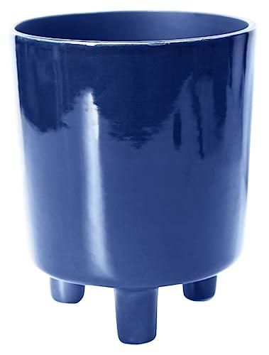 Pisa Navy Keramikschale &Uuml;bertopf auf Beinen - Premium-Qualit&auml;t - UV-Stabiler & wasserdichter dekorativer Blumentopf f&uuml;r den Innenbereich - H 19 x T 16
