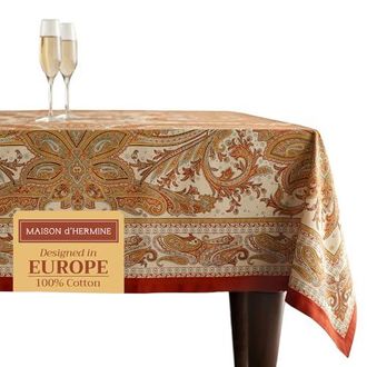 Maison d'Hermine Kashmir Paisley Nappe 100% Coton pour la Cuisine dîner Dessus de Table décoration des fêtes Mariage, fête mèress Thanksgiving/Noël (Rectangle, 160cm x