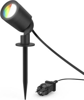 Hama Gartenlampe (LED Gartenstrahler mit Erdspieß, smarte Außenleuchte IP65, WLAN Außenlampe Matter, farbige Gartenbeleuchtung + Farbwechsel, dimmbare Gart