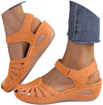 Generic Sandales orthop&eacute;diques pour femme - Bout ferm&eacute; - Soutien de la vo&ucirc;te plantaire - Sandales compens&eacute;es - Sangle de cheville ajour&eacute;e - L&eacute;g&egrave;res - Chaussur