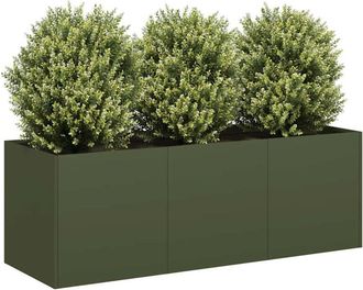 vidaXL Vidaxl - Jardini&egrave;re vert olive 120x40x40 cm - Acier lamin&eacute; &agrave; froid - Fond ouvert pour drainage - Stabilit&eacute; renforc&eacute;e pour jardinage durable