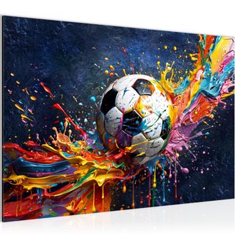 Runa Art Bild Fussball Modern Wandbilder Wohnzimmer Loft Gamer 1 Teilig - Made In Germany - Graffiti Streetart Schwarz Bunt Flur 054815a