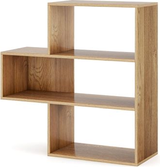 Giantex 3-stufiges Bücherregal, freistehendes Holzregal mit offenen Fächern, unregelmäßiges Aufbewahrungsregal für Wohnzimmer, Schlafzimmer, Büro, Natur