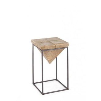 BIZZOTTO Bizzotto - Tabouret carr&eacute; 25,5x25,5x46 cm en sapin et acier vieilli - prismy