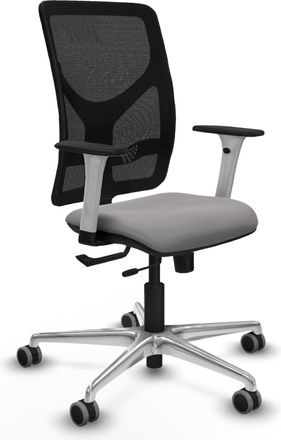 Piqueras y Crespo B&uuml;rostuhl mit wei&szlig;en und schwarzen Armlehnen, h&ouml;henverstellbare Lendenwirbelst&uuml;tze, ausgestattet mit Syncro/Traslack und Schneideschaum, Schwarz/Grau