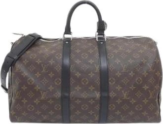 Louis Vuitton unisex, Pre-owned, Brun, Taille: ONE Size Keepall Bandouli&egrave;re Monogram Macassar Boston Bag Pre-owned