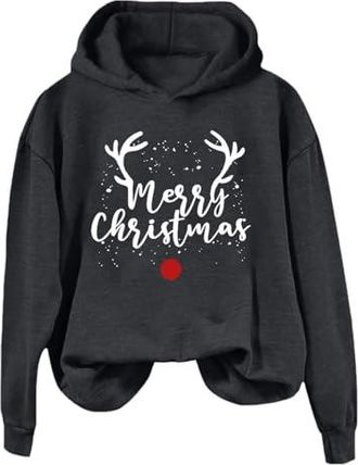 Generic Sweat à capuche de Noël pour femme à manches longues, pull de Noël pour femme avec capuche, sweatshirt Chirstmas avec imprimé renne Sweat à capuche dr
