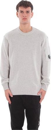 C.P. Company C.p. Company, Homme, Pulls, Gris, Taille: XL Pull en Laine dAgneau avec D&eacute;tail Optique