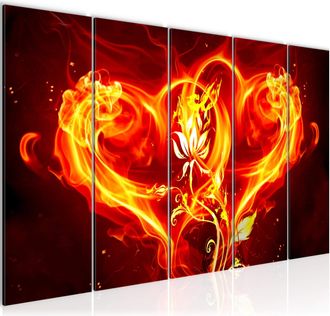 Runa Art Bild Feuer Herz Wandbilder auf Vlies Leinwand 5 Teilig Wanddekoration Wohnzimmer 102256a