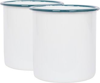 Argon Tableware 2X Grün 15.5cm Weiß Emaille-Utensilienhalter - Küche Besteck Utensilien Löffel Lagerung Veranstalter Topf Gestell Caddie Stand