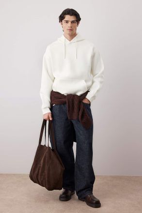 Trendyol MAN Herren Ecru Einfarbig Lang Oversize Sweatshirts