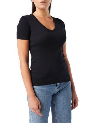 Benetton Damen T-shirt Pullunder, Schwarz (Nero 100), M EU