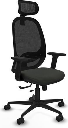 Piqueras y Crespo B&uuml;rodrehstuhl, schwarz, mit 2D-Armlehnen, h&ouml;henverstellbare Lendenwirbelst&uuml;tze und h&ouml;henverstellbares Kopfteil, Neigungs- und Neigungsverstellung, aus