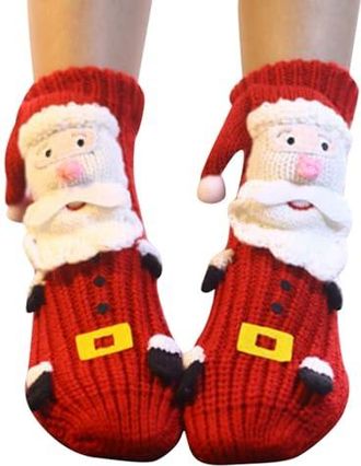 Generic Chaussettes de sol antid&eacute;rapantes en laine de dessin anim&eacute; pour lhiver - Chaussettes de No&euml;l &eacute;paisses pour adulte, bleu marine, A