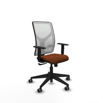 Piqueras y Crespo B&uuml;rostuhl mit Lendenwirbelst&uuml;tze, 1D-Armlehnen, ausgestattet mit 3 Positionen und Schneideschaum, mit Rollen von 65 mm, Parkett, Wei&szlig;/Braun