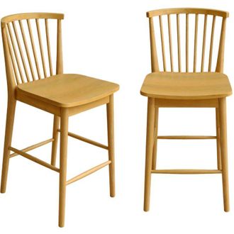 Sweeek 2er-Set Barhocker aus Heveaholz