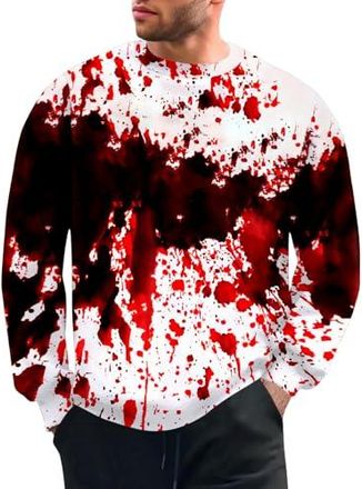 Generic Pull à col rond pour homme décontracté à la mode ample et tendance couleur unie à manches longues col rond t-shirt dhiver, bordeaux, 4XL