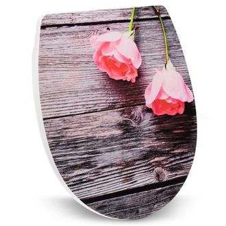 WENKO WC-Sitz Mod. Rosewood Toilettensitz mit Absenkautomatik Hochglanz Klodeckel Toilettendeckel aus Thermoplast mit rostfreiem Edelstahl Scharnieren Schne