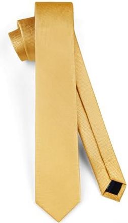 Hisdern Cravate Or Homme 6CM Slim Cravate Fine en Soie de Couleur Unie Mariage Plusieurs Couleurs Disponibles avec Boîte