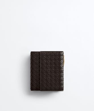 Bottega Veneta Petit portefeuille &agrave; deux volets Intrecciato Piccolo avec rabat - Marron - Femme - Unisex