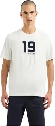 A|X Armani Exchange Homme, Tops, Blanc, Taille: M T-shirt Logo Brod&eacute; Number
