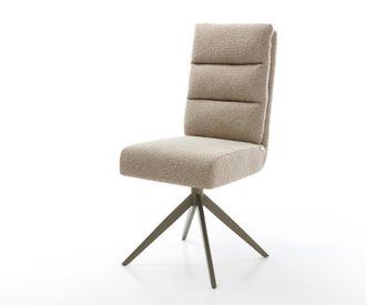 DELIFE Drehstuhl Pela-Flex Boucl&eacute; Schlamm Kreuzgestell breit Effektfinish Titan 360&deg; drehbar Wippfunktion Taschenfederkern, Esszimmerst&uuml;hle