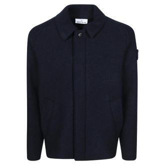 Stone Island Cardigan en Laine - Homme - Vestes - Bleu - Taille: L