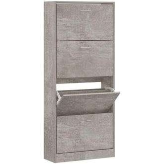 vidaXL Vidaxl - Armoire &agrave; chaussures Gris b&eacute;ton 63x24x147 cm Bois ding&eacute;nierie