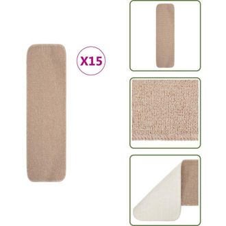 vidaXL Vidaxl - Tapis escalier antid&eacute;rapants 15 pcs 75x20cm Beige Rectangulaire - Tapis Descalier - Tapis Marche - Protection Escalier - D&eacute;coration