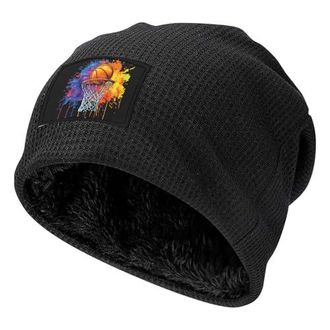 Ahdyr Bonnet en Maille gaufr&eacute;e, Polaire, Chaud, pour lhiver, Noir, pour Hommes et Femmes