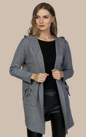 Passioni Kapuzenstrickjacke mit Kapuze und Schn&uuml;rdetails